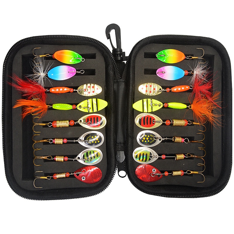 Set 16 naluci pescuit, Geanta depozitare, Multicolor - eMAG.ro