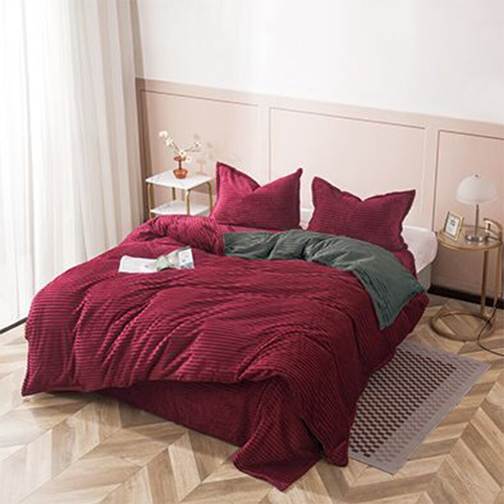 Set Lenjerie Pat Dublu, 2 persoane, model uni, Cocolino, 4 piese, rosu ...