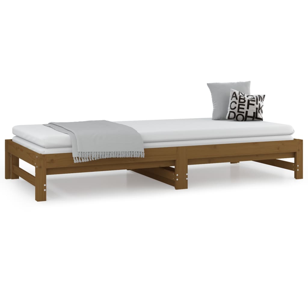 Pat de zi extensibil,1 persoana, maro miere, 2x(90x200)cm, lemn masiv ... Pat de zi extensibil,1 persoana, maro miere, 2x(90x200)cm, lemn masiv ...