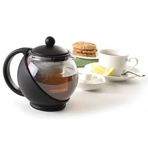 Ceainic din Sticla Infuzor 750ml cu Filtru, Negru - eMAG.ro