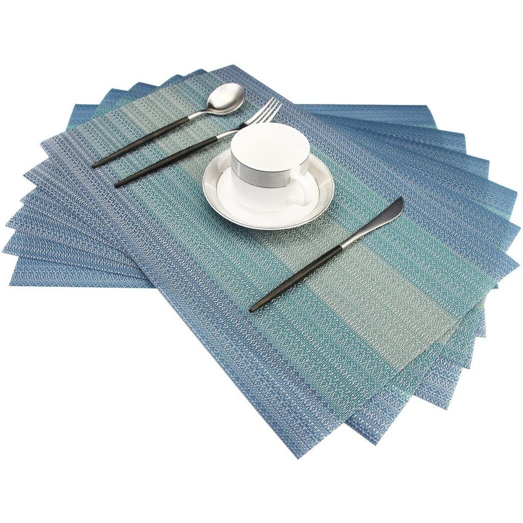 Set 6 servete, PVC/Poliester, 30x45 cm, Albastru - eMAG.ro