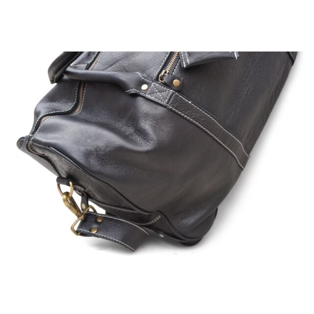 Geanta de calatorie cu roti, Piele naturala, Negru, 25x55x25 cm - eMAG.ro