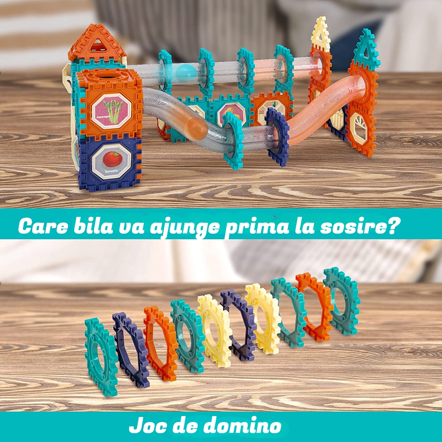 Set de Constructie, Piese STEAM 3D Educationale, Circuit cu Bile, 2 ...