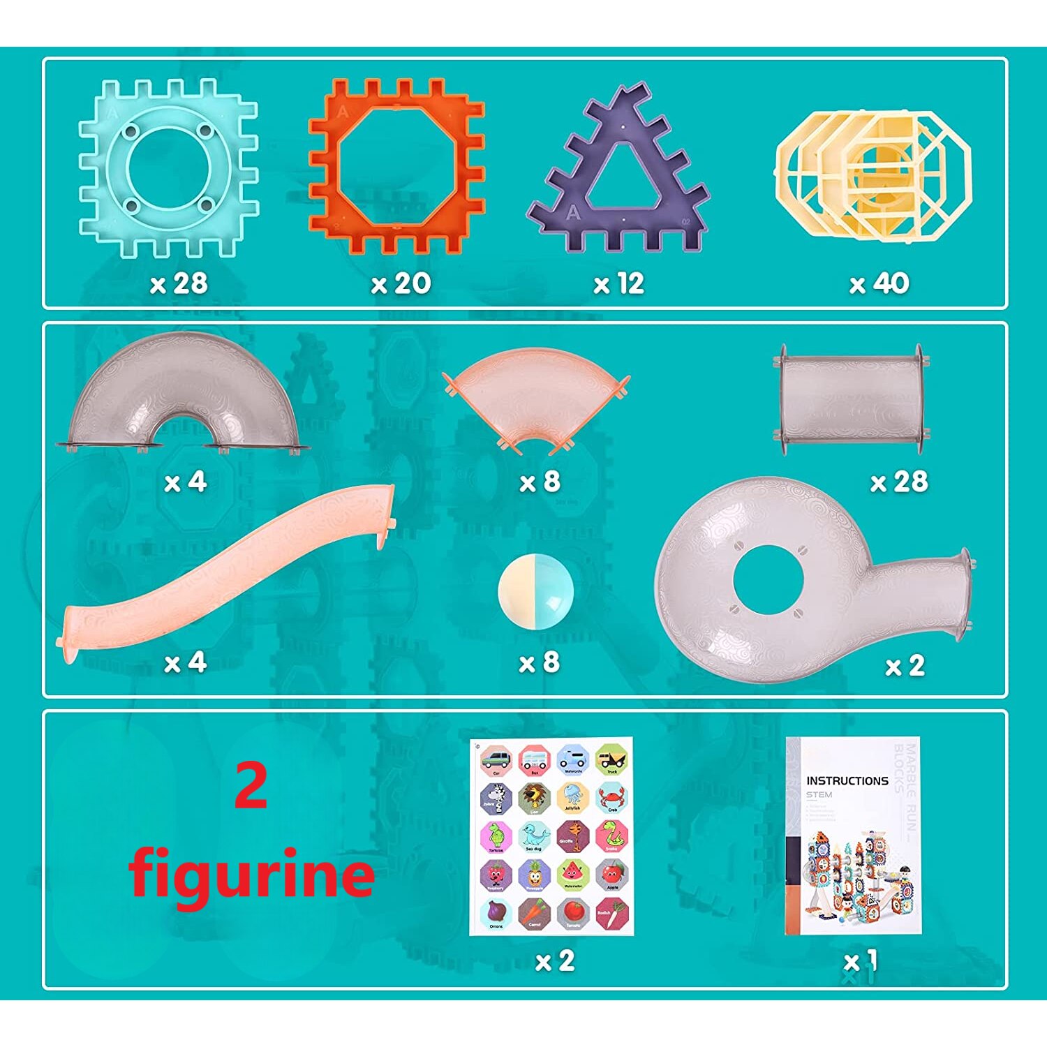 Set de Constructie, Piese STEAM 3D Educationale, Circuit cu Bile, 2 ...