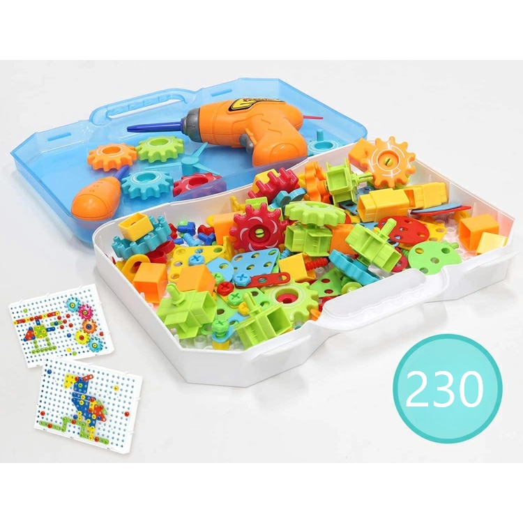 Set de Constructie Puzzle pe Orizontala si Verticala STEM, cu Roti ...