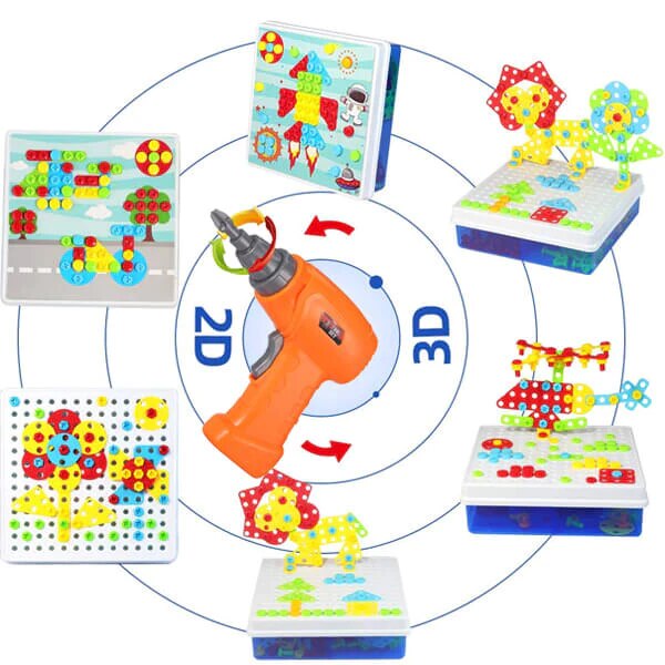 Set de Constructie Puzzle pe Orizontala si Verticala STEM, Suruburi si ...