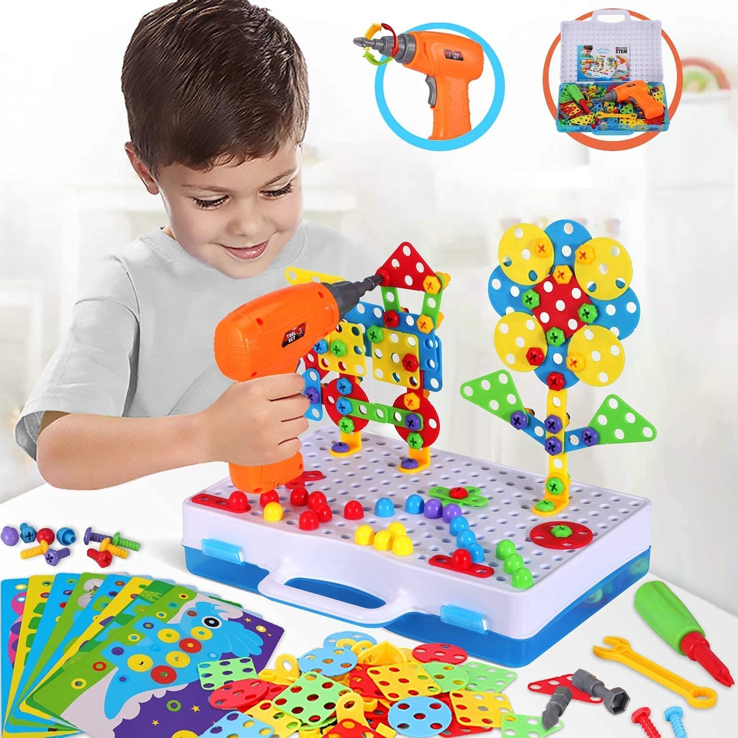 Set de Constructie Puzzle pe Orizontala si Verticala STEM, Suruburi si ...