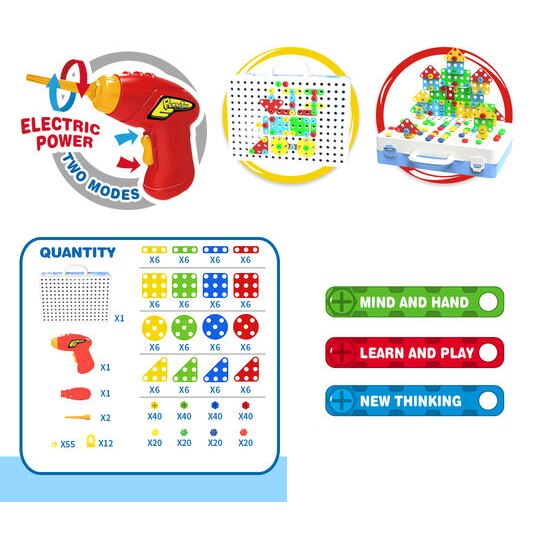 Set de Constructie Puzzle pe Orizontala si Verticala STEM, Suruburi si ...