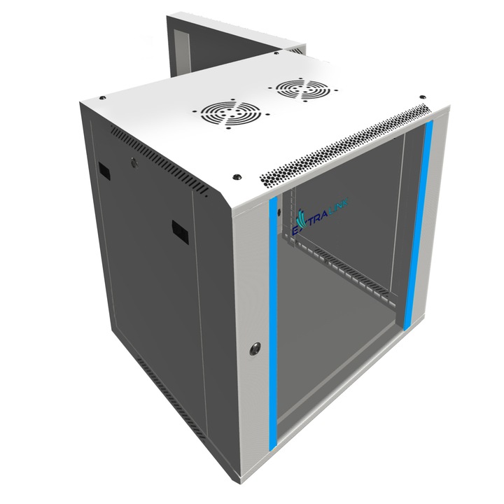 Dulap rack Extralink, 12U 600x600 AZH, Asamblat, Doua sectiuni, Montare ...