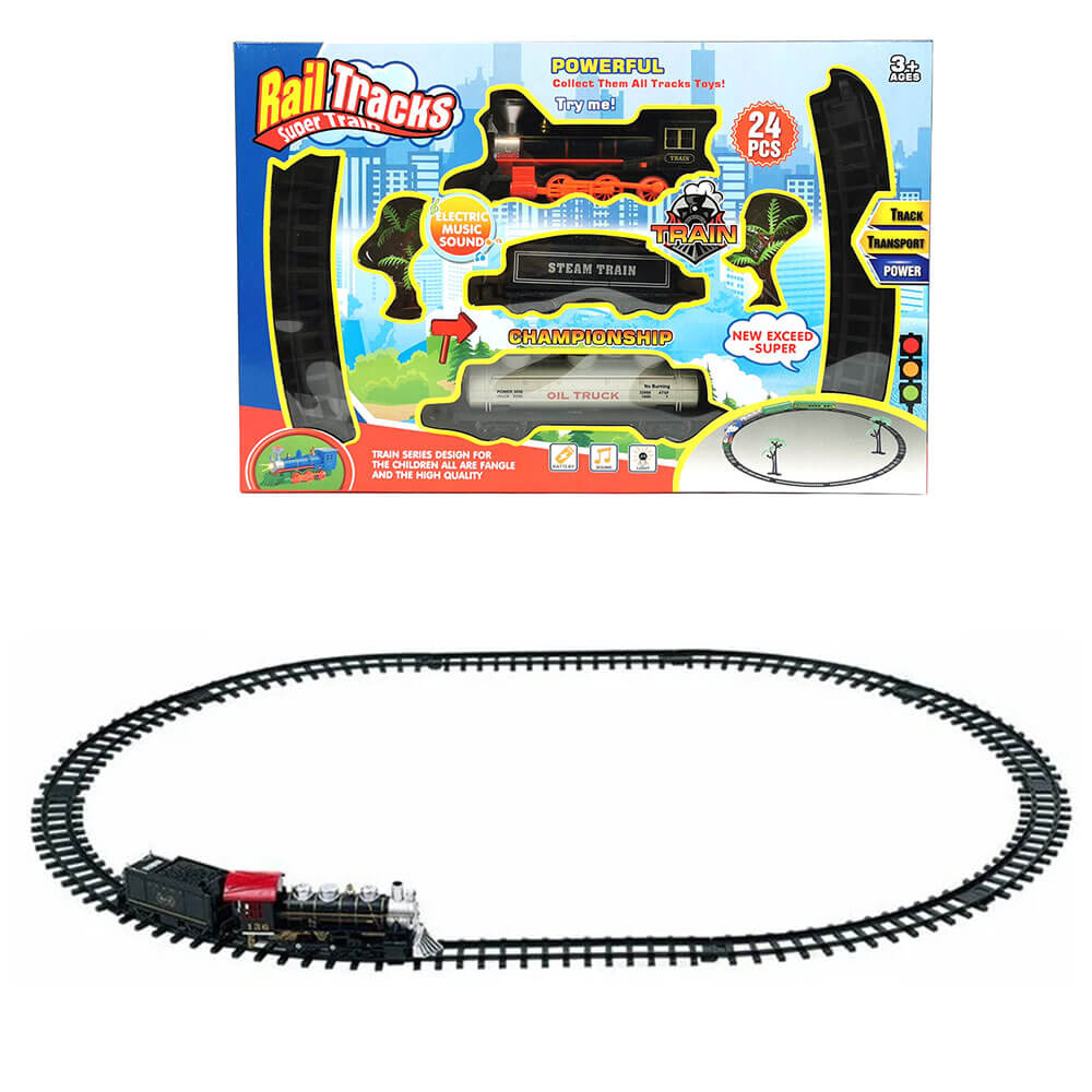 Tren Pentru Copii Pe Sine Cu Vagon Si Decor Emagro