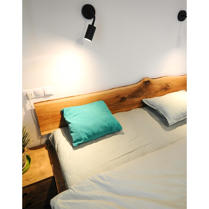 Pat din grinzi, model Agnes, lucrat manual, spatar din lemn de stejar ...