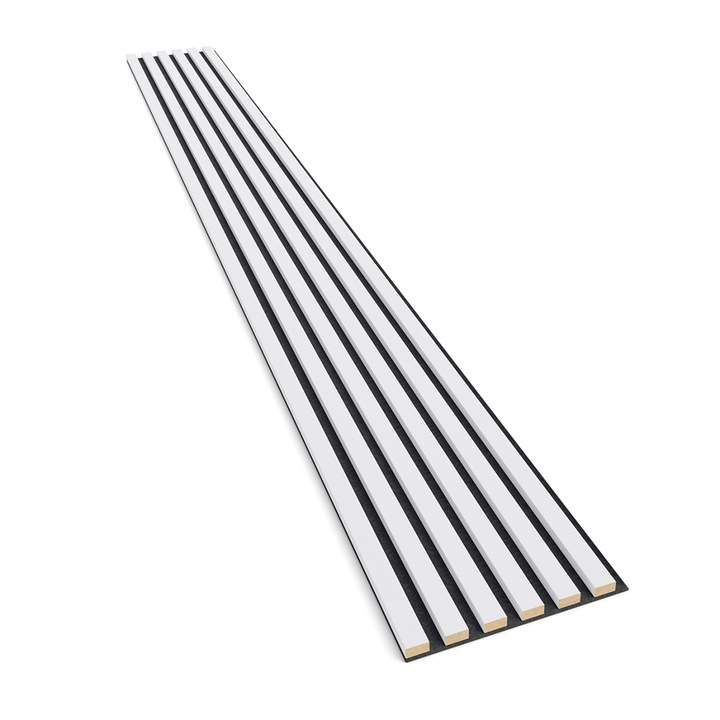 Panou acustic decorativ riflaj MDF, Lameo, 275 cm, 30 cm, alb mat - eMAG.ro