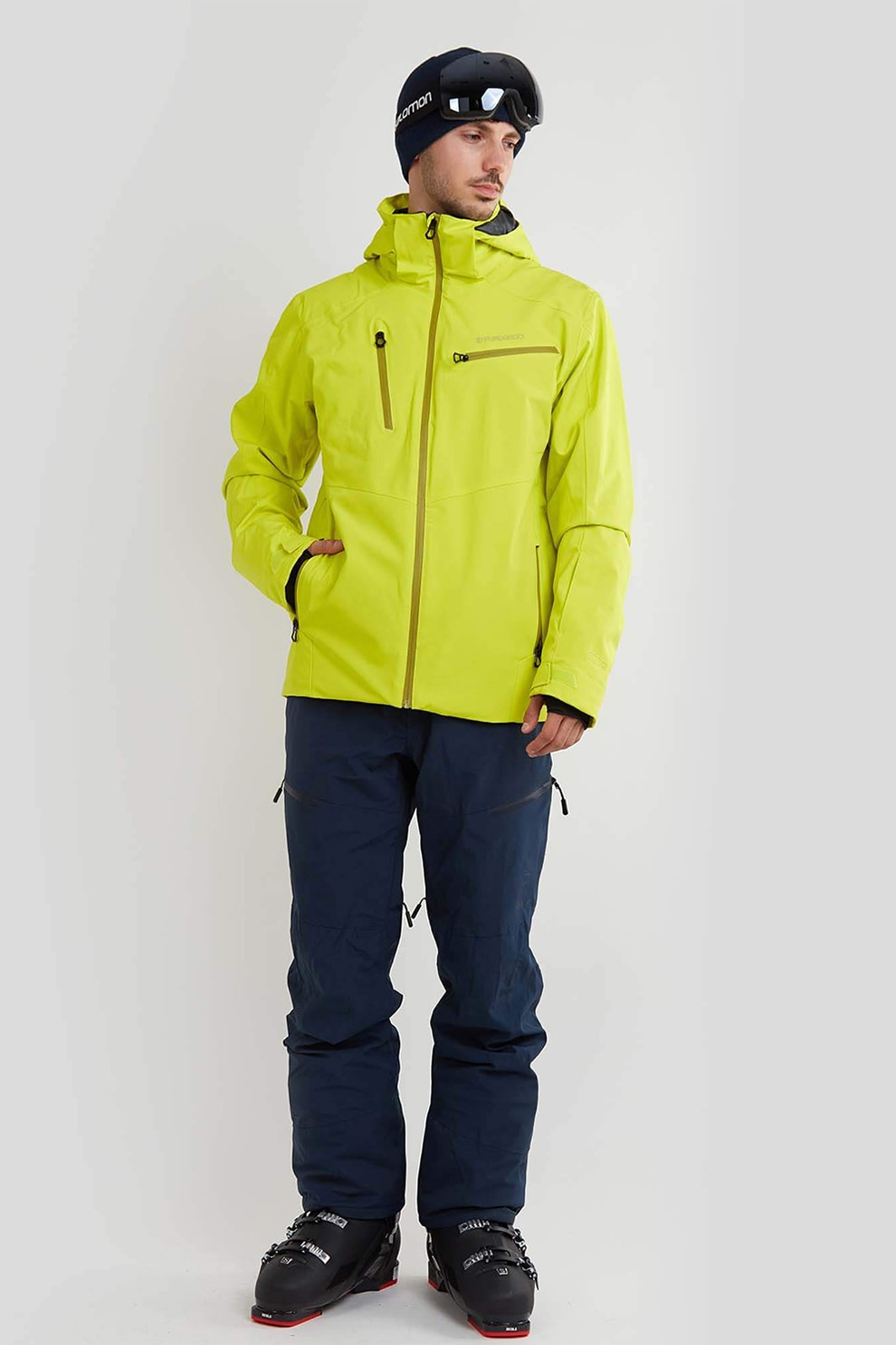 Fundango, Geaca cu gluga pentru ski Telluride, Verde lime, L - eMAG.ro