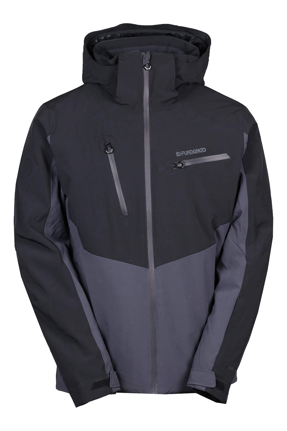 Fundango, Geaca cu gluga pentru ski Telluride, Gri carbune, Negru, M ...