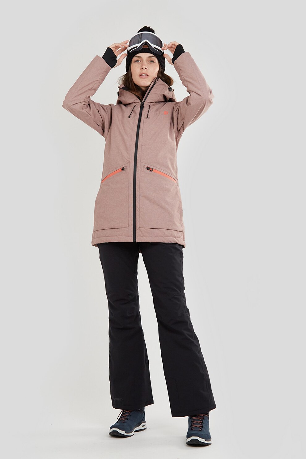 Fundango, Geaca impermeabila cu gluga pentru ski Pemberton, Roz prafuit ...