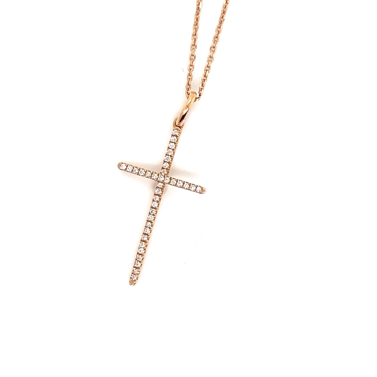 Pandantiv cruce din Aur Roz 18K Diamond Cross - eMAG.ro