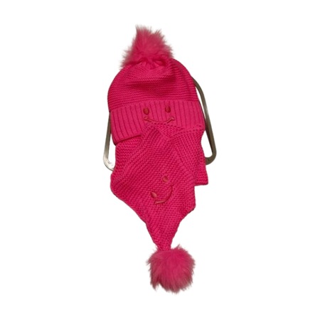 Set caciula cu fular pentru copii, Roz Bombon cu zambet, 6 luni - 10 ...