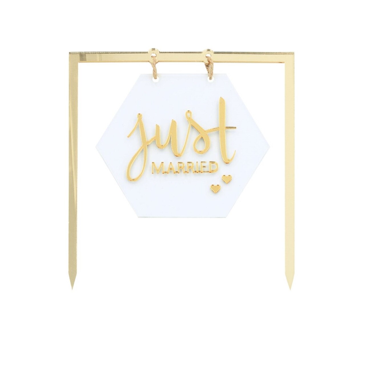 Topper tort Just married, auriu 16 x 17 cm, Cake-Masters - eMAG.ro