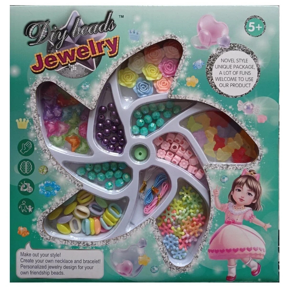 Set pentru Artizanat, Bratari cu Margele, Spirala, Verde, 24x3x25 cm ...