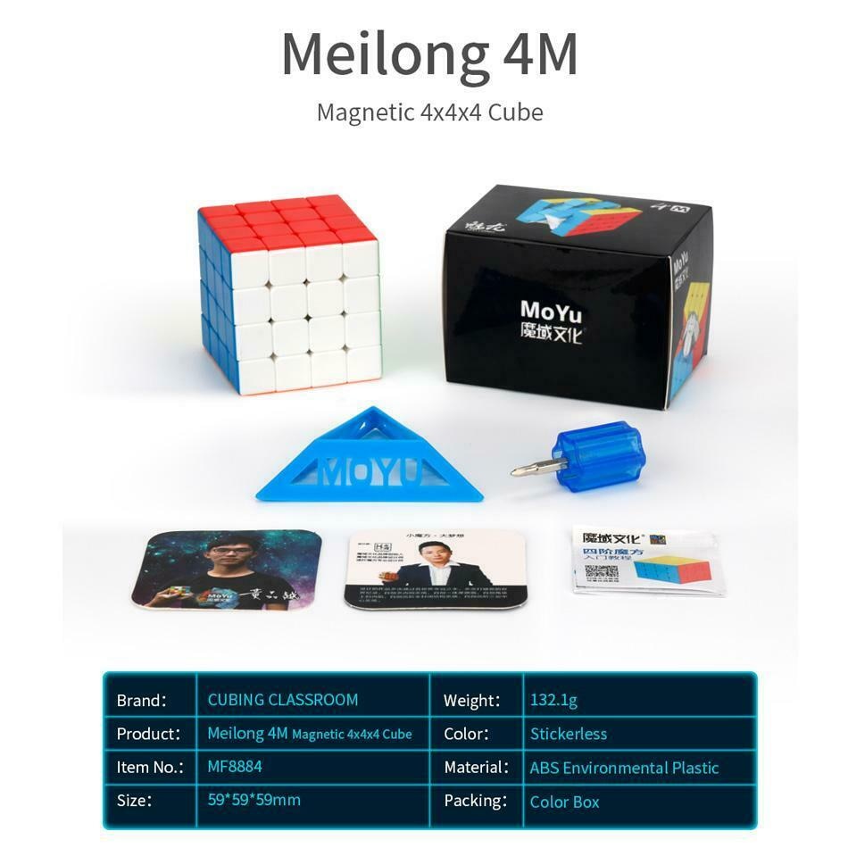 Cub rubik 4x4x4, 3M Moyu Magnetic Stickerless, cu arc, de viteza ...