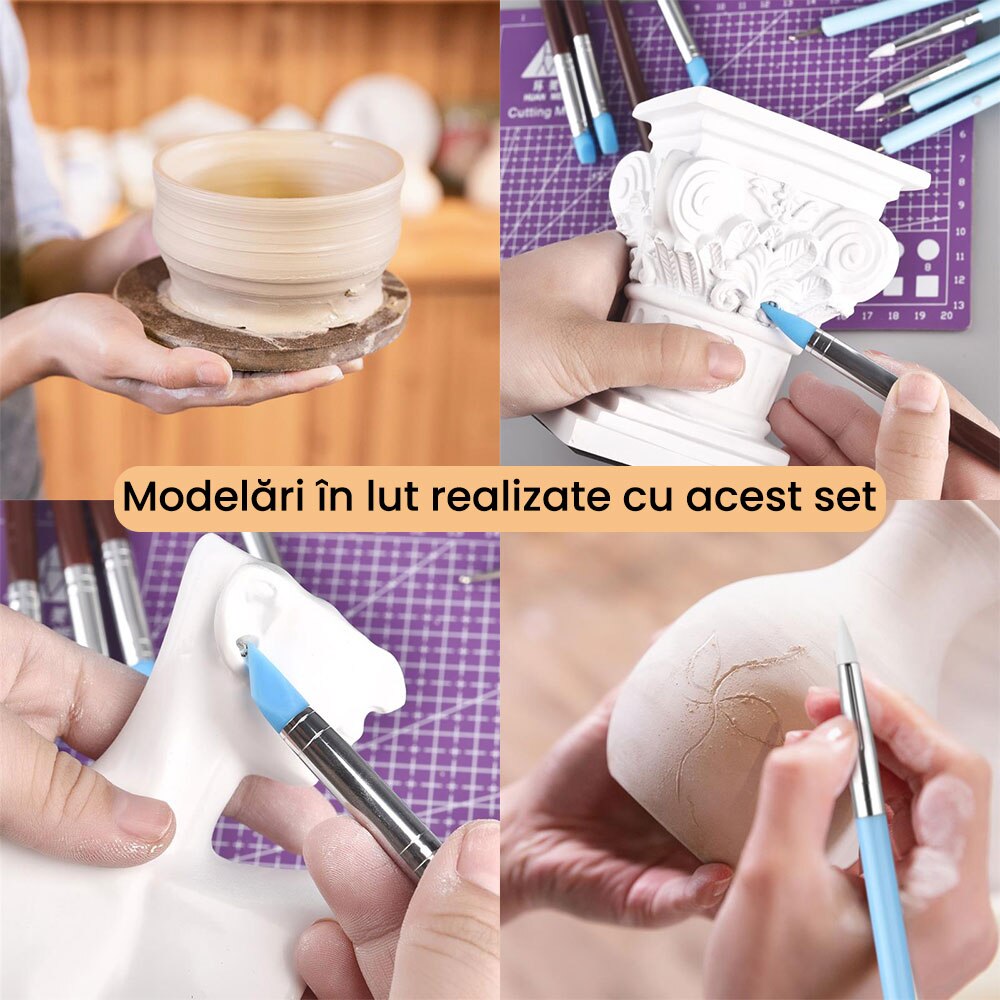 Set Trusa 52 Unelte Modelaj GlowforHome, Pentru Lut, Plastilina, Lemn ...