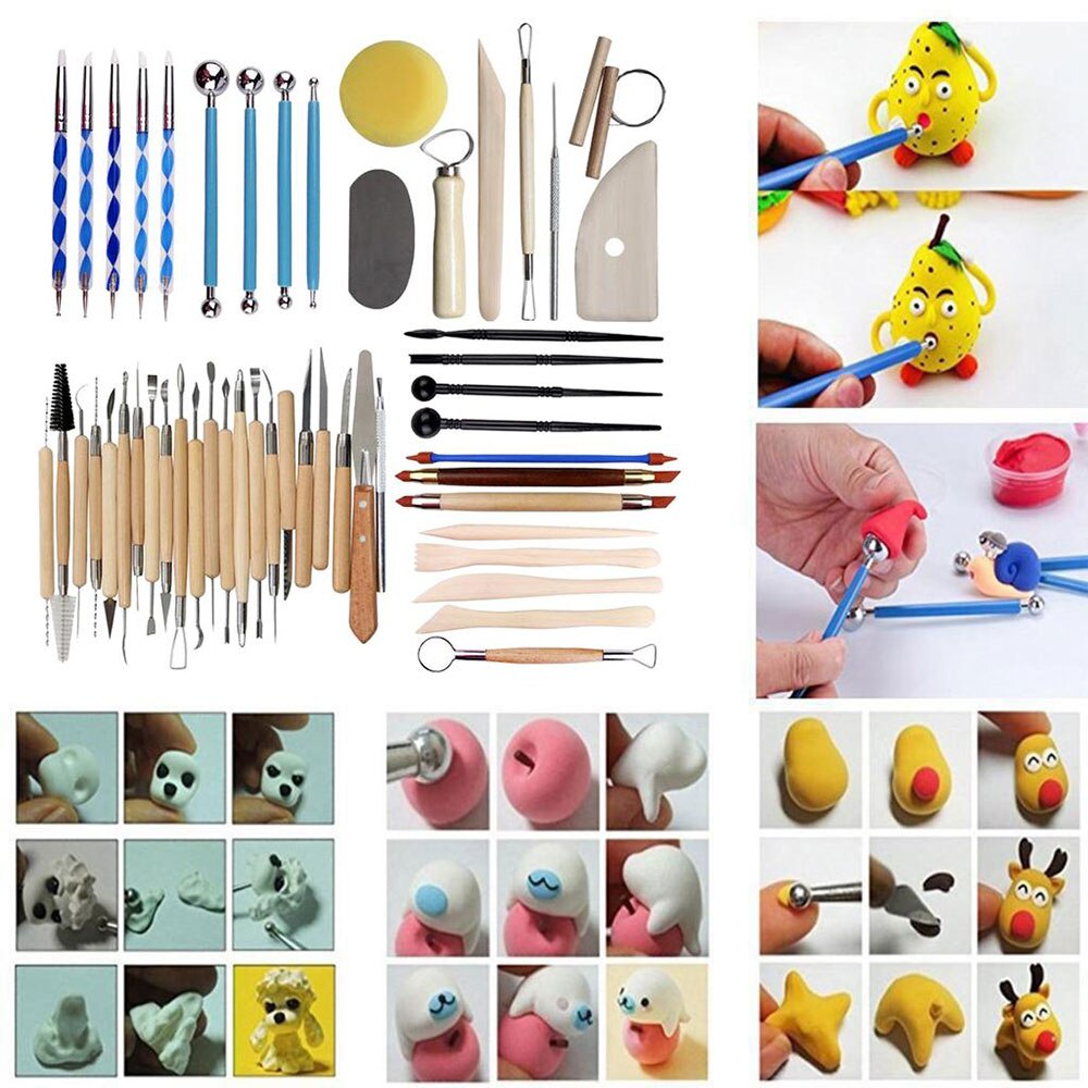 Set Trusa 52 Unelte Modelaj GlowforHome, Pentru Lut, Plastilina, Lemn ...