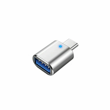 Adaptor Metalic MTP LED OTG USB Type C tata la USB 3.0 mama Silver ...