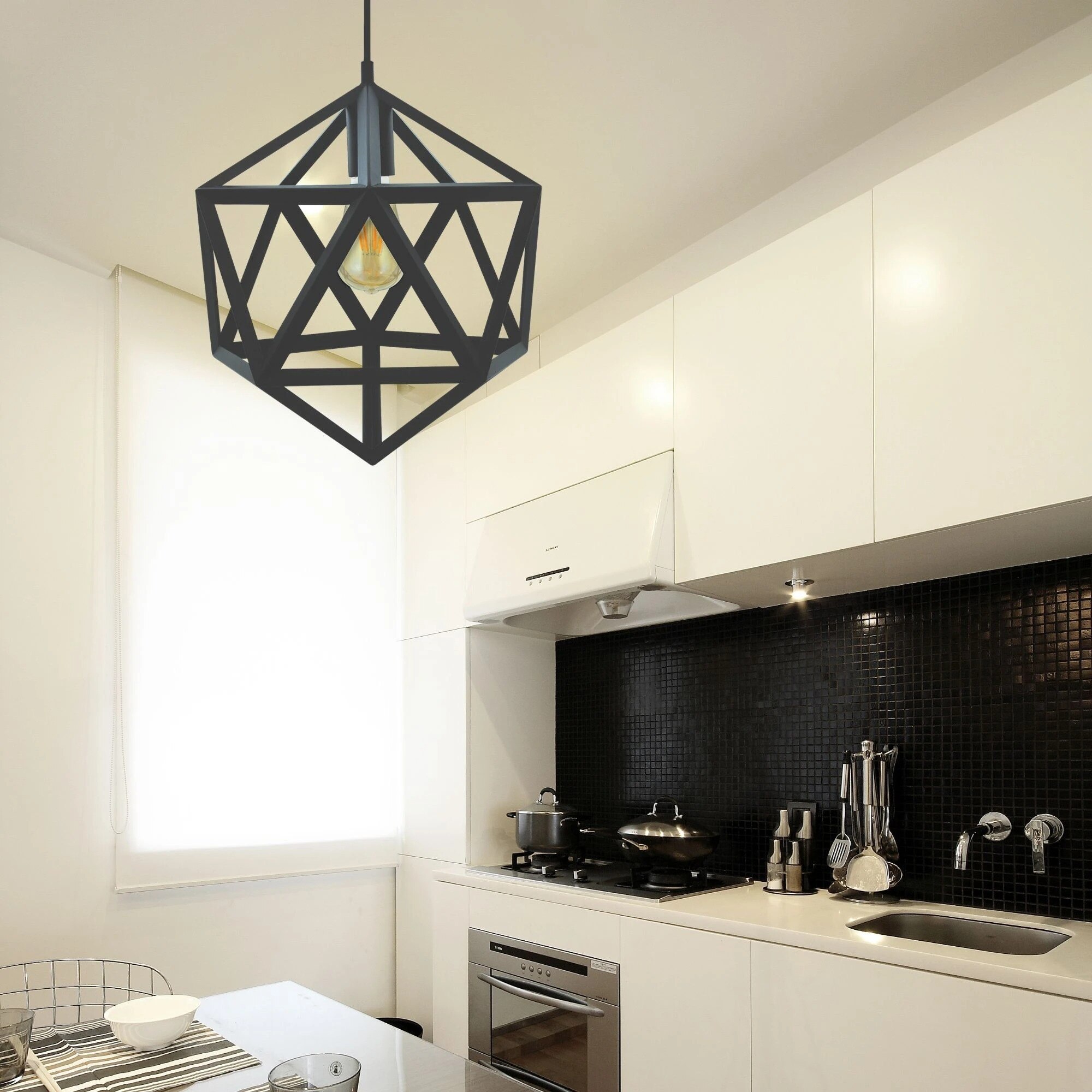 Pendul Mio Denmark, 1 x E27, metal, negru - eMAG.ro