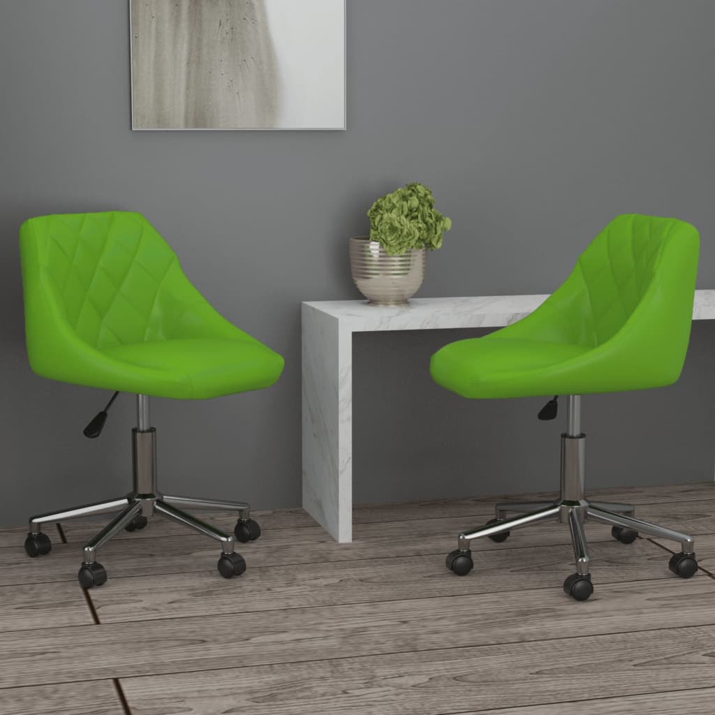 Set Scaune de masa pivotante, 2 buc., verde, piele ecologica, structura ...