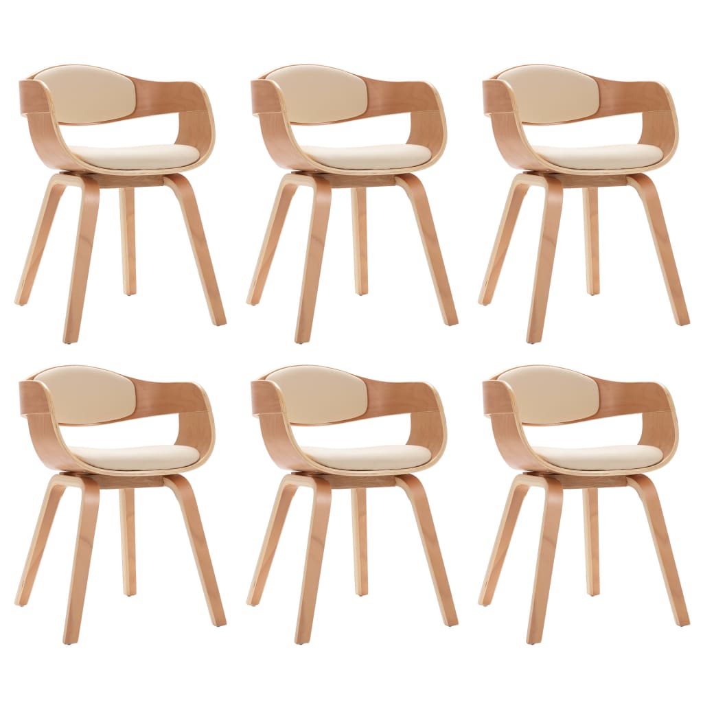 Set Scaune de masa, 6 buc., lemn curbat si piele ecologica, structura ...