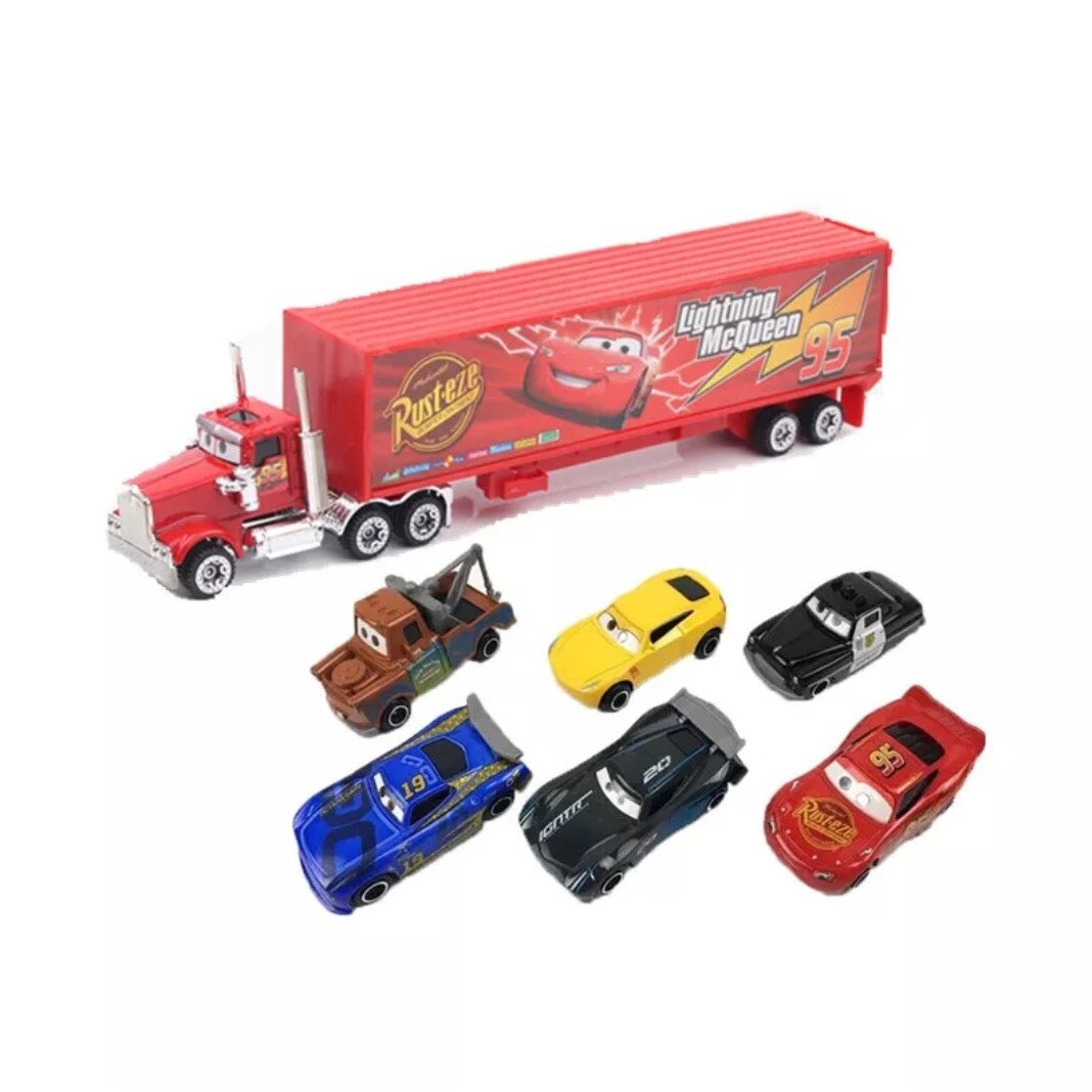 Set jucarii disney pixar masini, 7 piese, Lighting McQueen, Sheriff ...