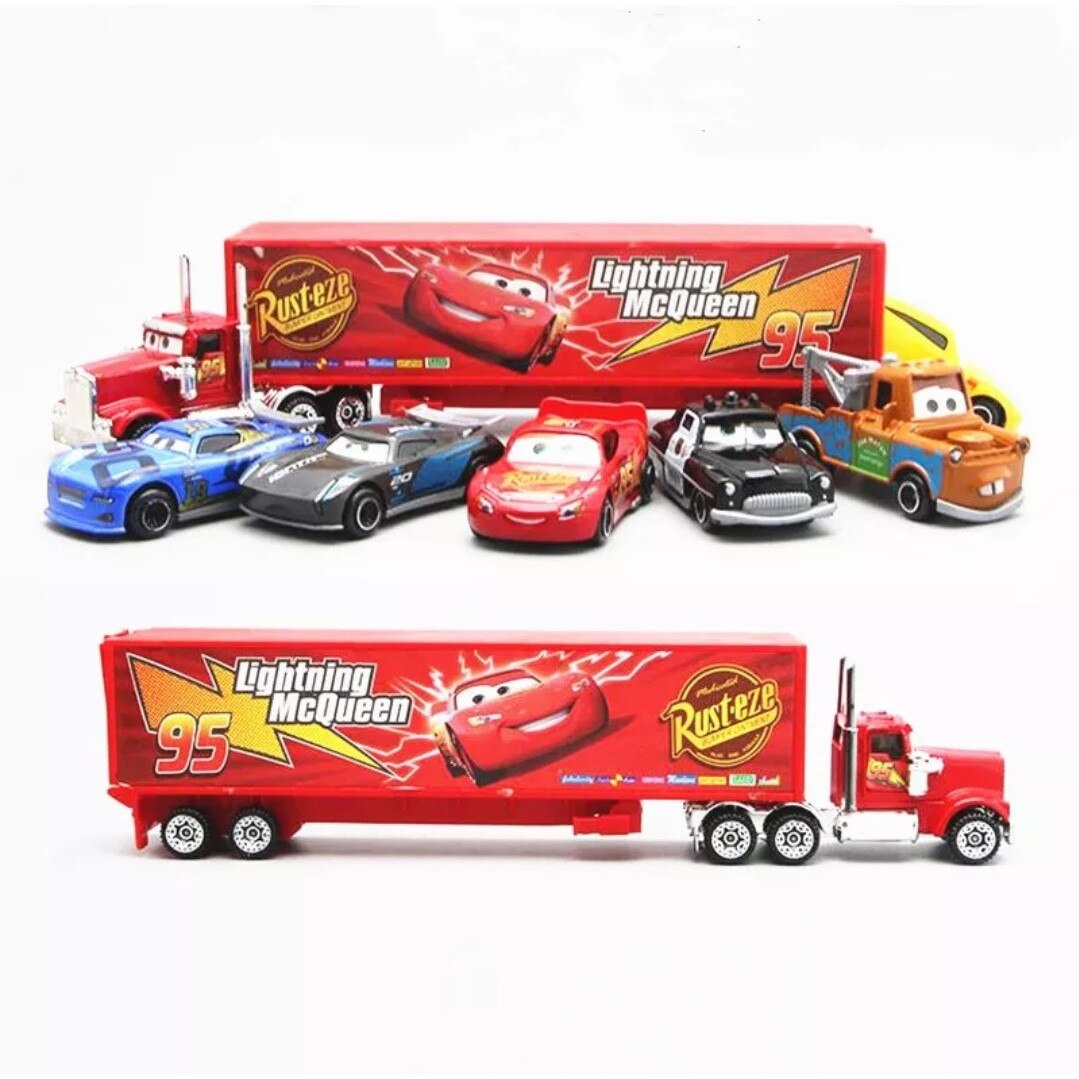 Set jucarii disney pixar masini, 7 piese, Lighting McQueen, Sheriff ...