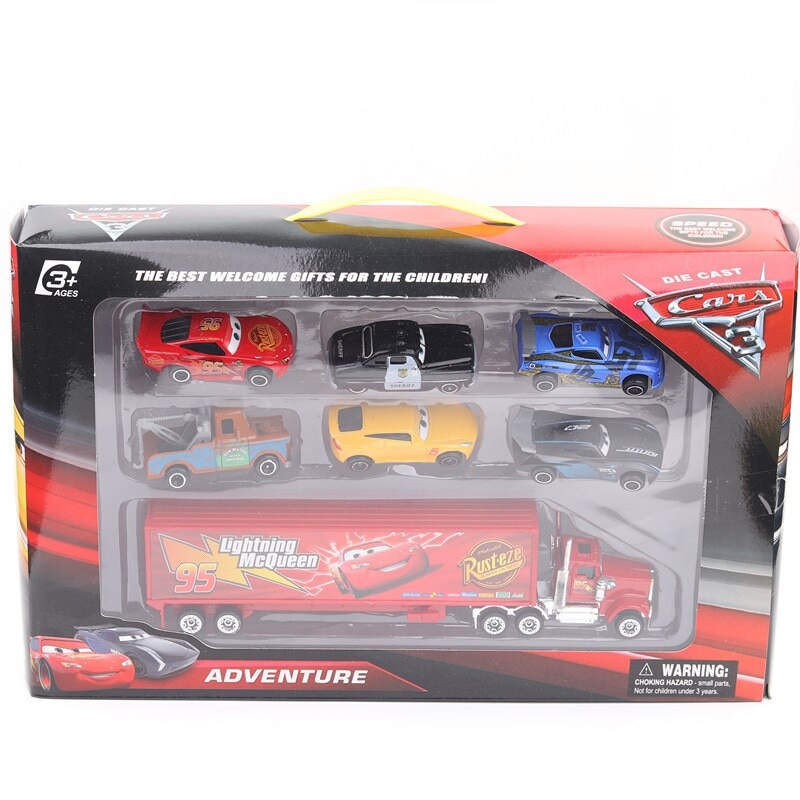 Set jucarii disney pixar masini, 7 piese, Lighting McQueen, Sheriff ...