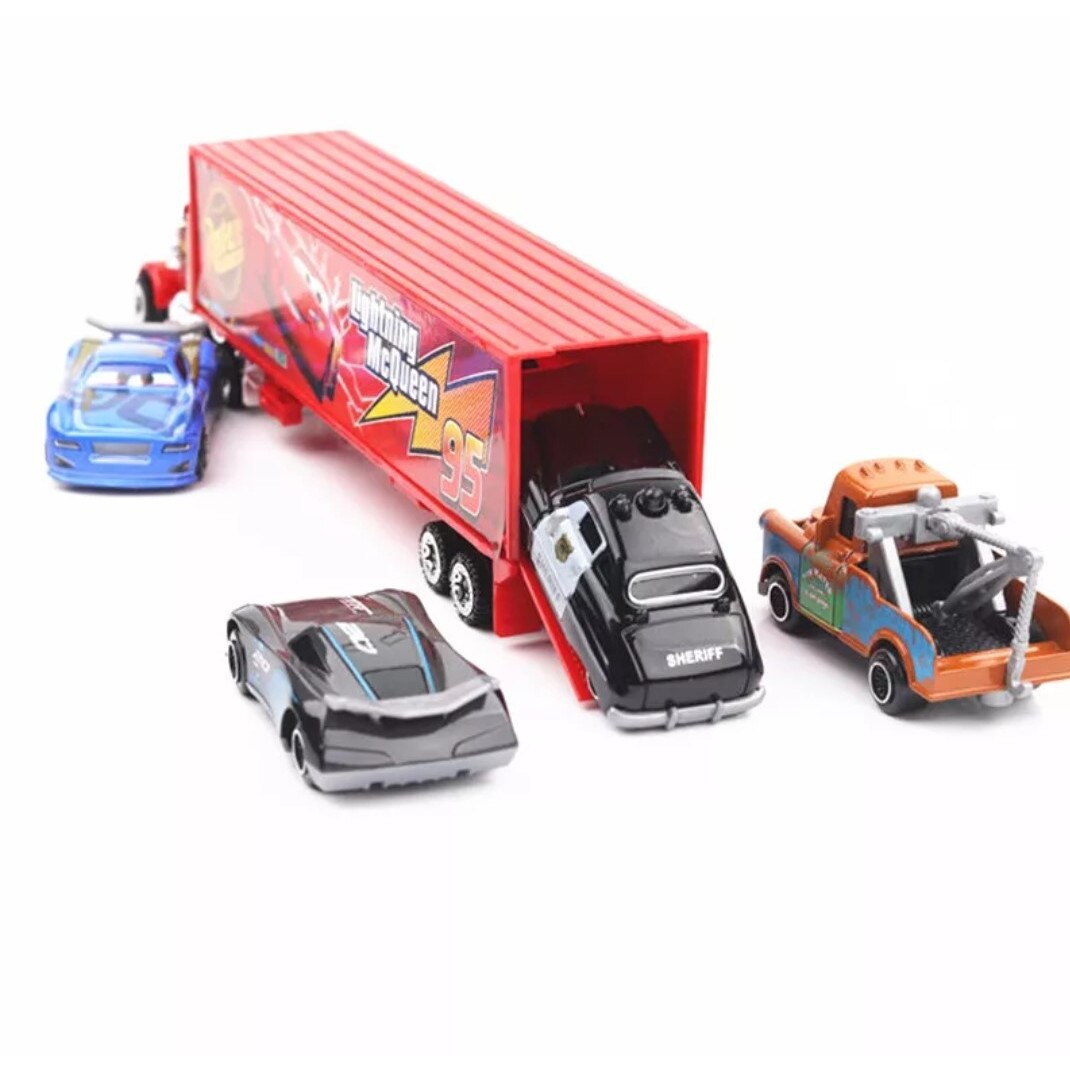Set jucarii disney pixar masini, 7 piese, Lighting McQueen, Sheriff ...