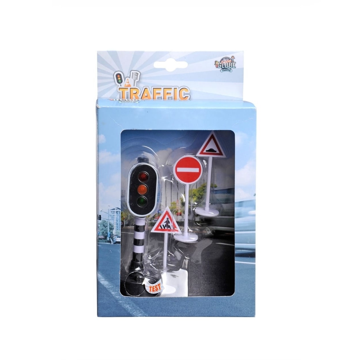 Jucarie Semafor cu lumini si 3 semne de circulatie, multicolor, 12 cm ...