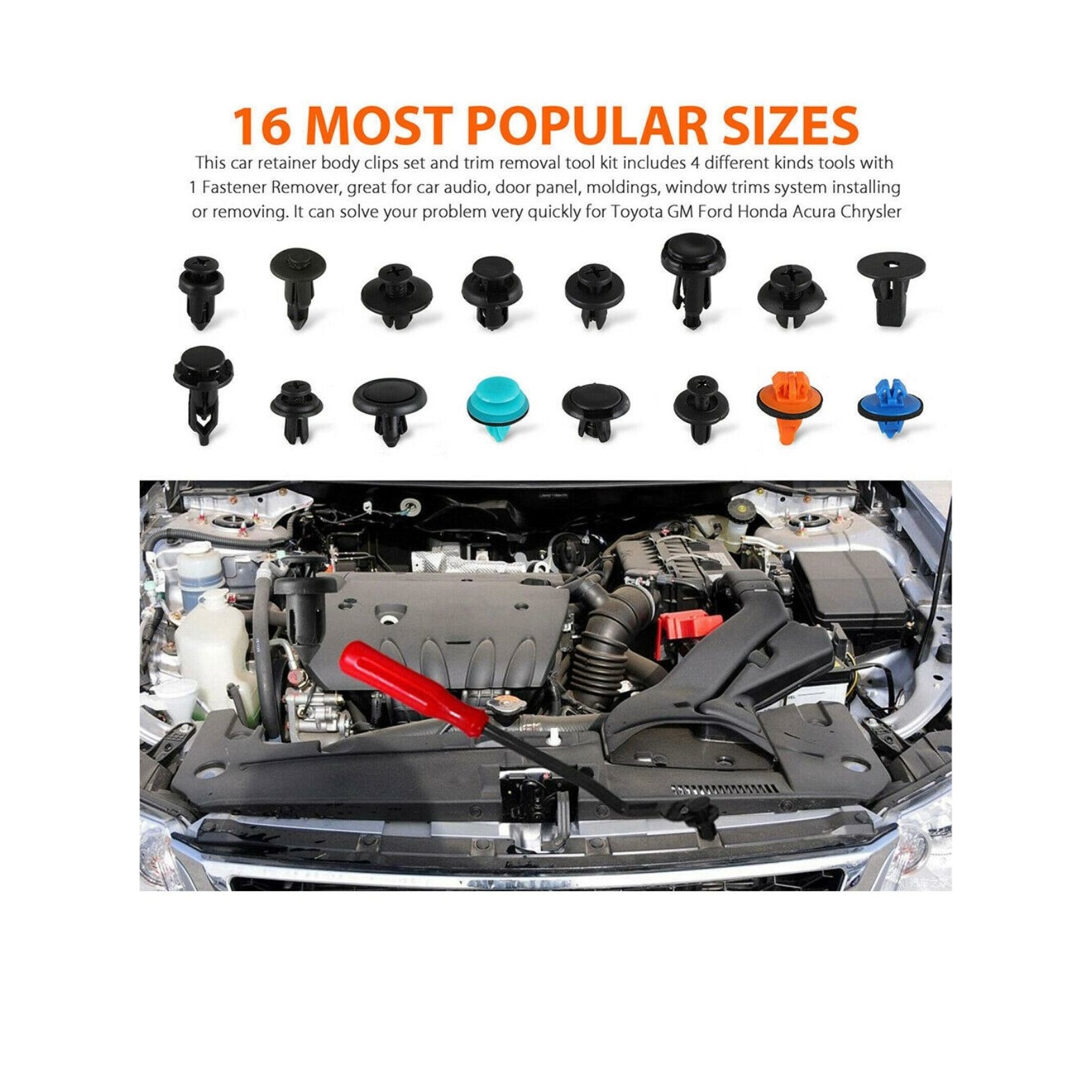 Set 635 cleme fixare, clipsuri auto cu instrumente de demontare - eMAG.ro