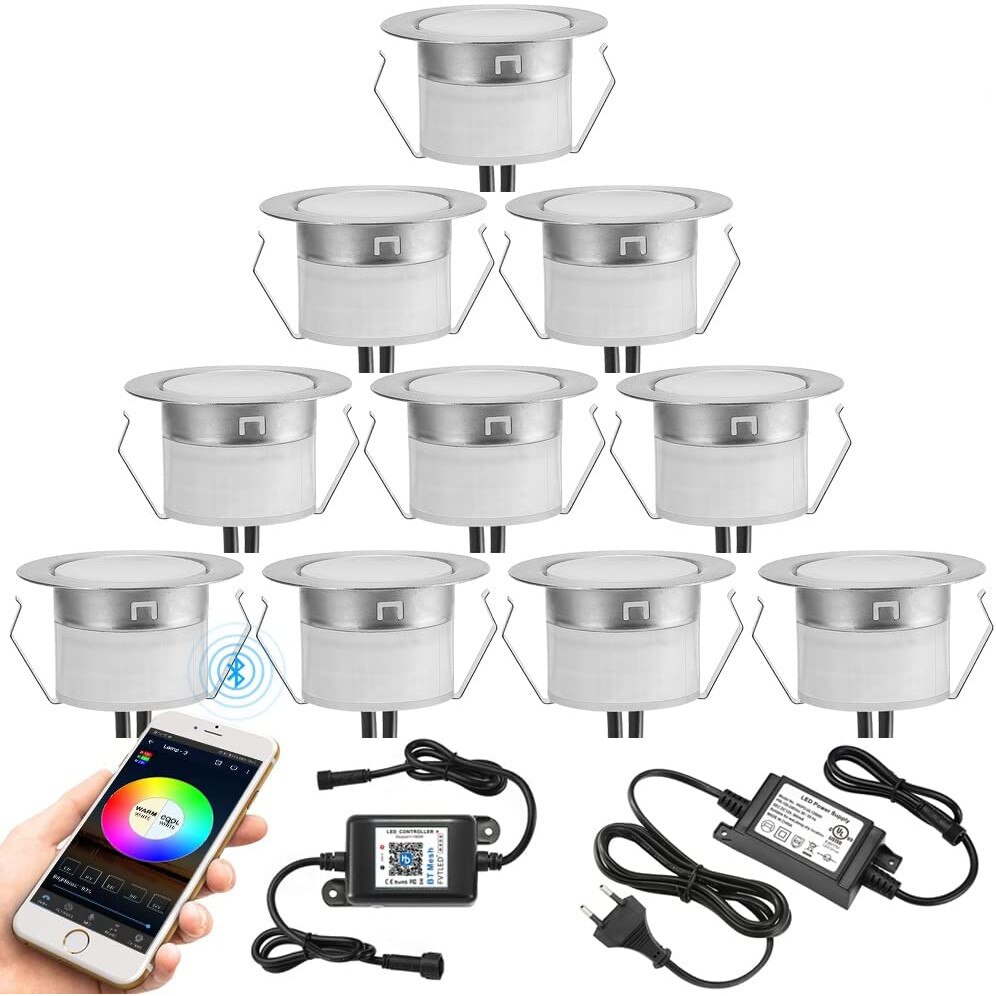 Set 10 Spoturi Led de podea, Incastrat, impermeabil, pentru curte, alee ...