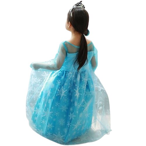 Rochie ELSA cu bagheta si coronita, albastru, 110 cm, 4-5 ani - eMAG.ro