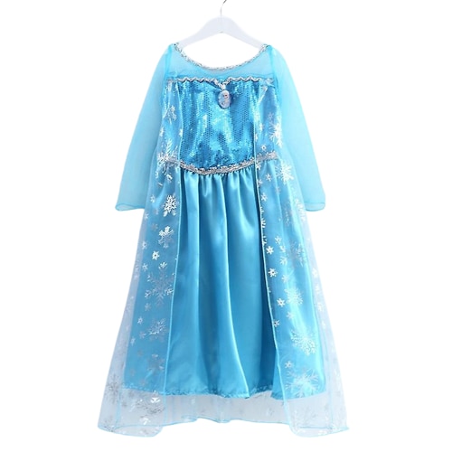 Rochie ELSA cu bagheta si coronita, albastru, 110 cm, 4-5 ani - eMAG.ro