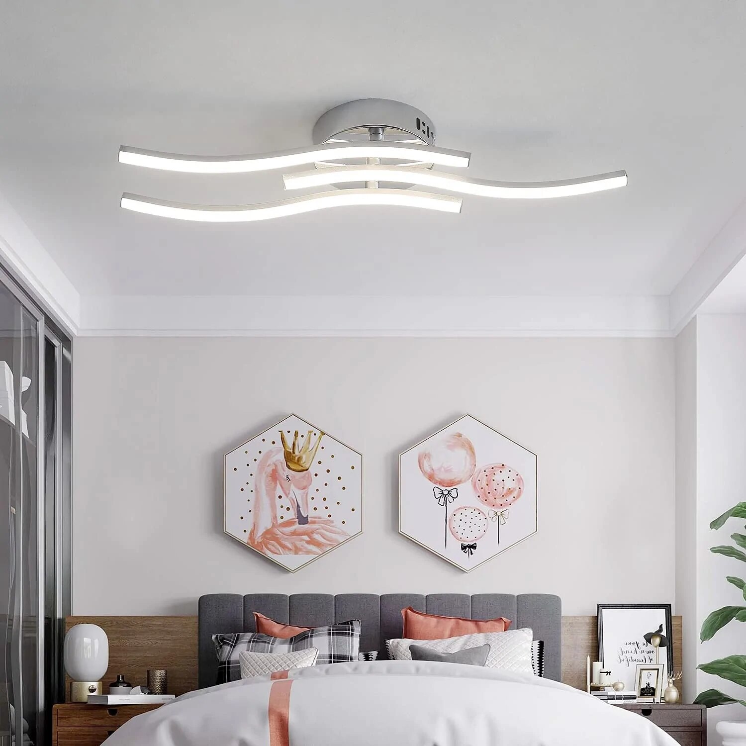 Plafoniera cu LED, Toolight, Forma de unda, Lumina alba neutra 4000K ...