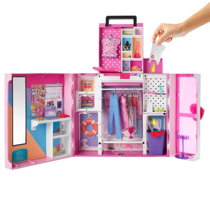Set de joaca Barbie Fashionista Dressing de vis cu 2 nivele, 35 ...