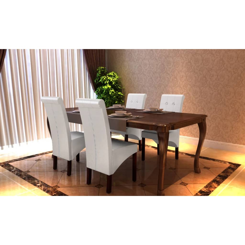 Set 4 Scaune dining, Bucatarie, Modern, alb,43x52x95 cm, piele ...