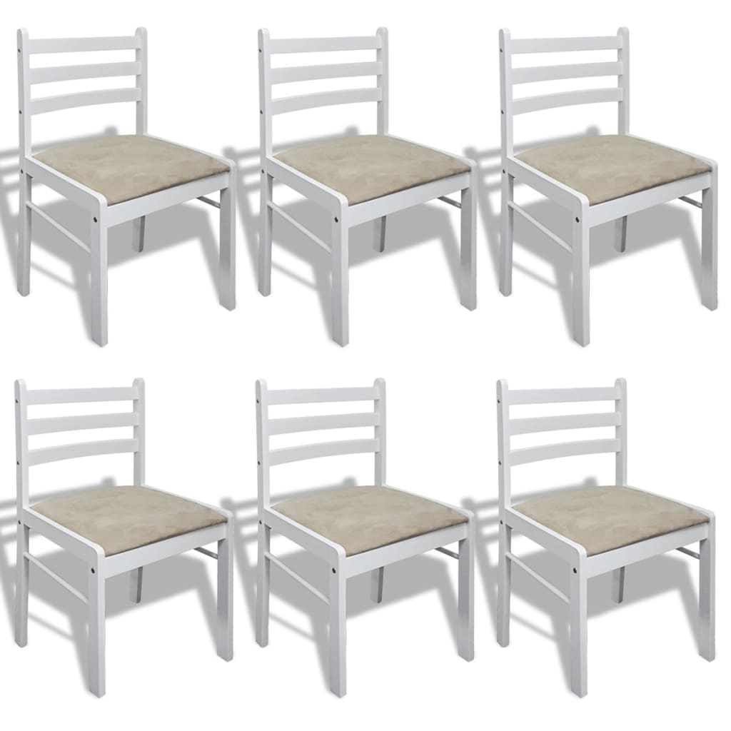 Set 6 Scaune dining, Bucatarie, Modern, alb,44x45x81 cm, lemn masiv ...
