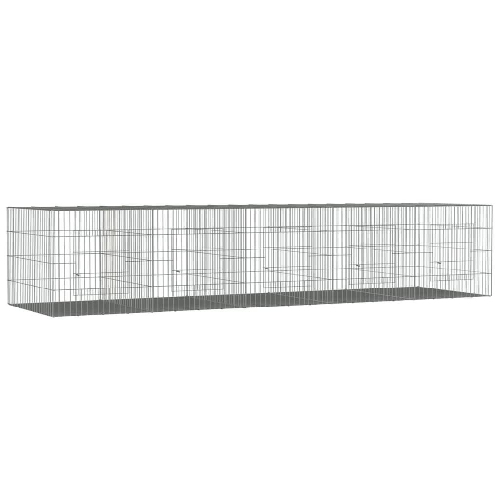 Cusca pentru iepuri vidaXL, 5 panouri, 217x79x54 cm, fier galvanizat ...