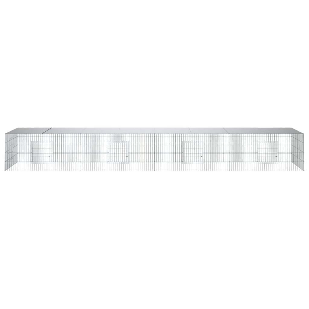 Cusca pentru iepuri vidaXL, 4 panouri, 325x109x54 cm, fier galvanizat ...
