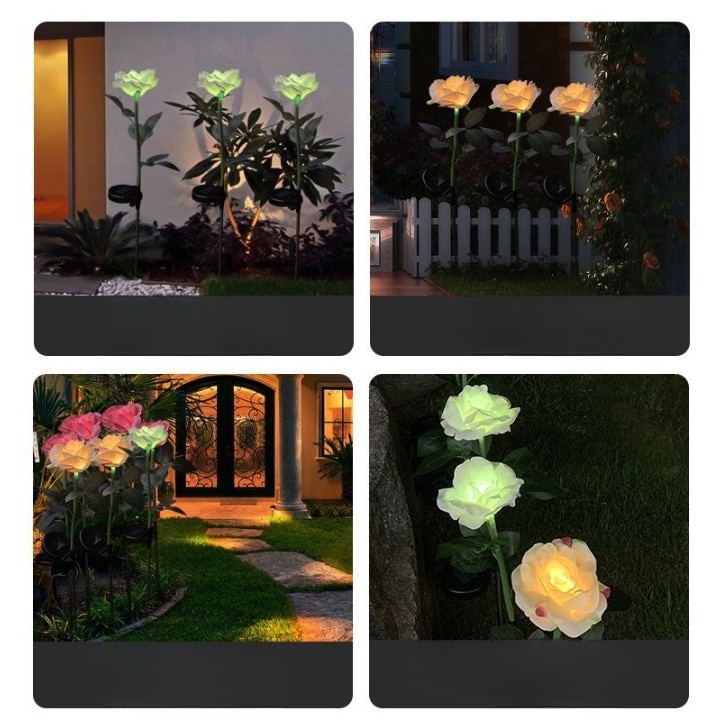 Lampa Solara LED tip Trandafir cu o floare pentru Gradina, Inaltime 75 ...