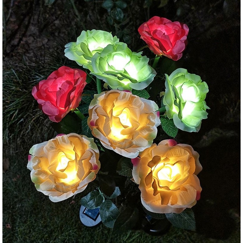 Lampa Solara LED tip Trandafir cu o floare pentru Gradina, Inaltime 75 ...