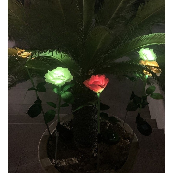 Lampa Solara LED tip Trandafir cu o floare pentru Gradina, Inaltime 75 ...
