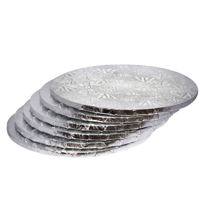 Set 24 Discuri Tort Laminate Cake & Bake, Diametru 30,5 cm, Argintiu ...