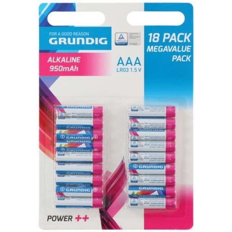 Set de baterii alcaline, Grundig, AAA, R03, 18buc - eMAG.ro